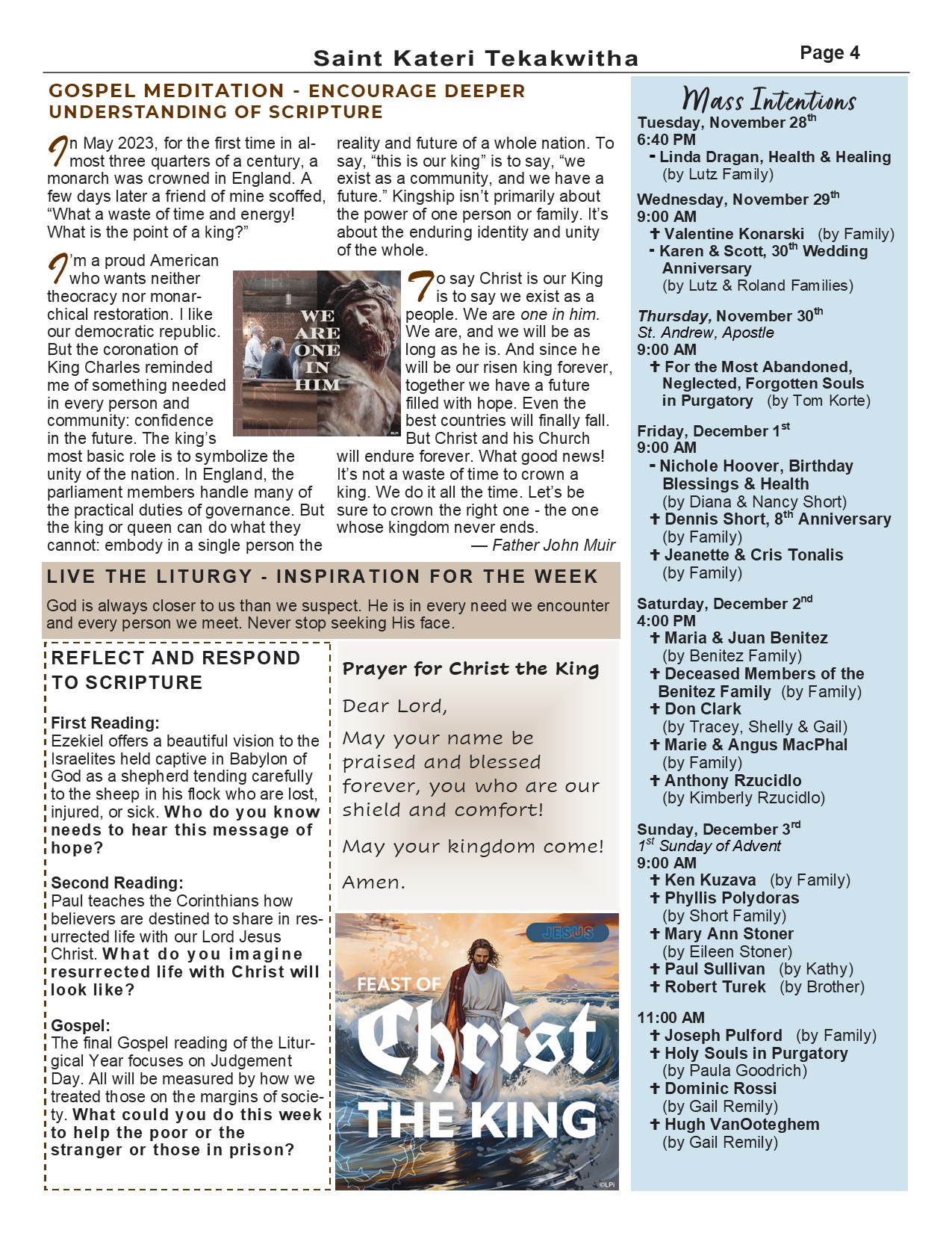 Nov 26, 2023 – Our Lord Jesus Christ, King of the Universe – St Kateri ...